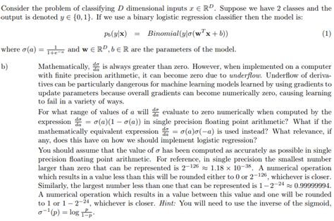 Consider The Problem Of Classifying D Dimensional