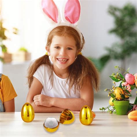 1pcs Golden Fillable Easter Egg Plastic Empty Surprise Eggs For