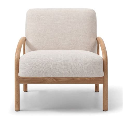 Luna Fabric And Ash Timber Armchair Natural