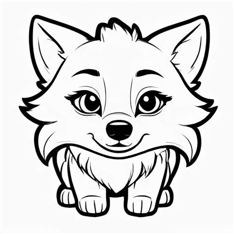 Wolf Outline Black And White Cute Coloring Book Premium Ai Generated