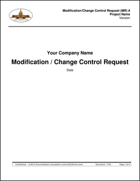 SDLCforms Modification Change Control Request