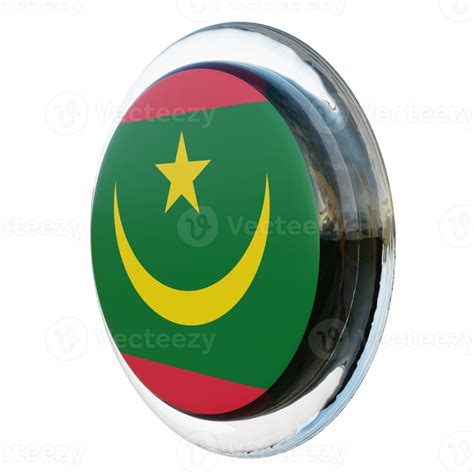 Mauritania Right View 3d Textured Glossy Circle Flag 10867734 Png