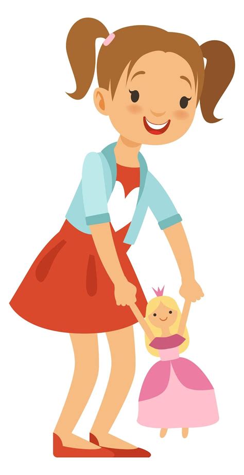 Vetores De Menina Brincando Boneca Baixe Vetores Grátis De Alta