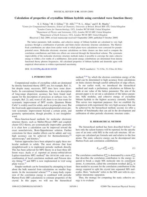 pdf calculation of properties of crystalline lithium hydride using