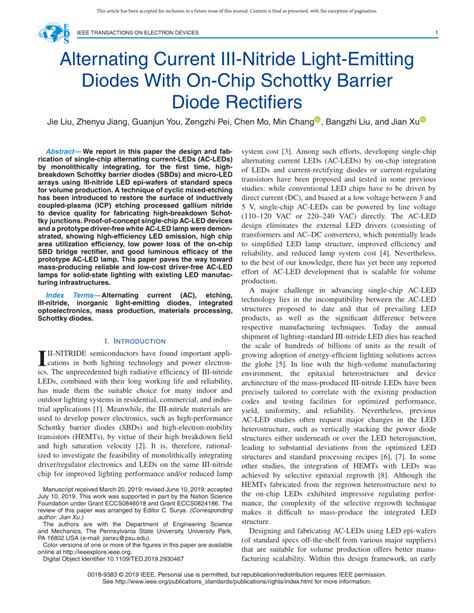PDF Alternating Current III Nitride Light Emitting Diodes With On