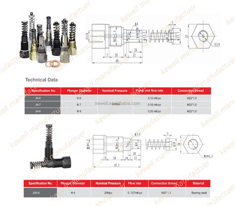 Safety Valve Pump Element Screw Metal Piston Pairs Plunger Core Oil Outlet Joint Plunger Pump