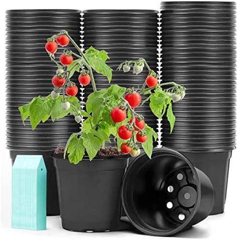 JERIA 200 Pack 4 Inch Plastic Nursery Pots Seedling Flower Plant