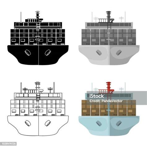 바다에 의해 상품의 운송입니다 만화 스타일 아이소메트릭 벡터 기호 재고 일러스트 웹에서 단일 아이콘 운송 및 배달 0명에 대한