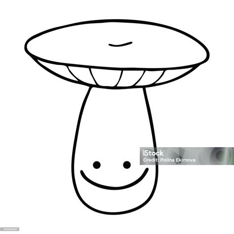 귀여운 버섯 아이들을위한 색칠 공부 책 벡터 낙서 일러스트레이션 엽서 장식 요소 가을에 대한 스톡 벡터 아트 및 기타 이미지