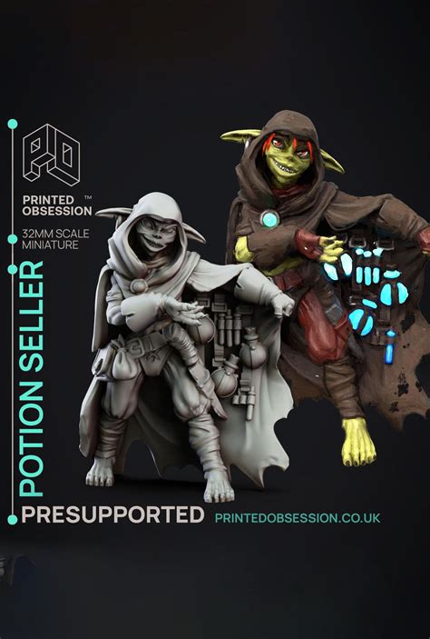 Potion Seller Goblin Potion Brewer Presupported 32mm Scale 3d