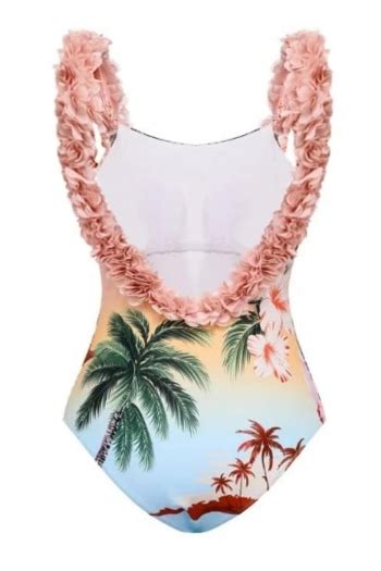 Wholesale Sexy Flower Decor Floral Coconut Tree Printing Padded One