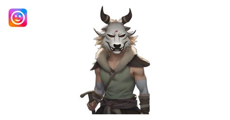 Inosuke From The Anime Demon Slayer Wears A Mountain Boar Mask Half
