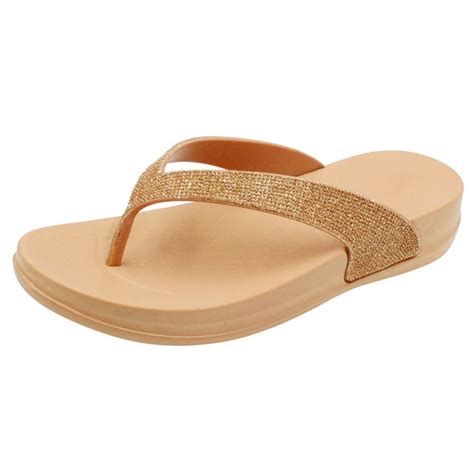 Lavra Womens Arch Support Bling Flip Flops Sparkle Summer T Strap