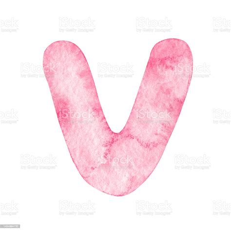 흰색에 고립 된 수채화 분홍색 문자 V 0명에 대한 스톡 벡터 아트 및 기타 이미지 0명 교육 기념일 Istock