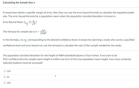 Solved Calculating The Sample Size N If Researchers Desire A Chegg