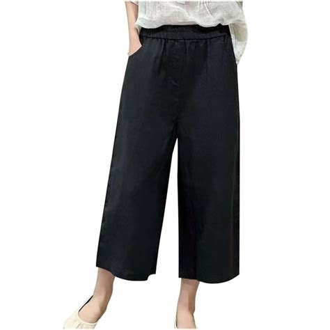 Jiuke Womens Capri Pants High Waisted Straight Lightweight Summer