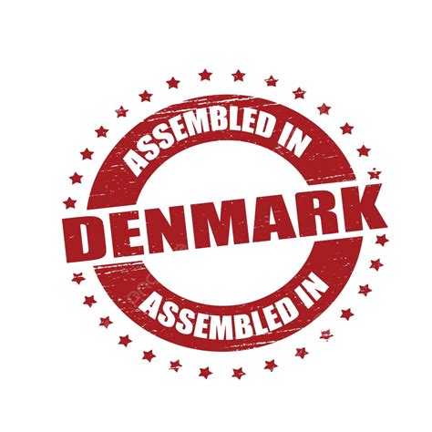 Assembled In Denmark Stamp Red Assemble Vector Stamp Red Assemble