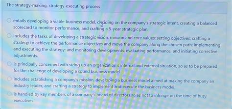 Solved The Strategy Making Strategy Executing Chegg