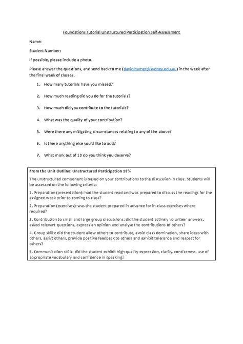 Unstructured Participation Self Assessment Foundations Tutorial