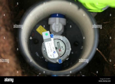 Smart Water Meter Installation Outside A House In West Sussex Stock