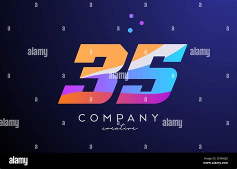 Colored Number 35 Logo Icon With Dots Yellow Blue Pink Template Design