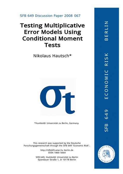 Pdf Testing Multiplicative Error Models Using Conditional Moment Tests