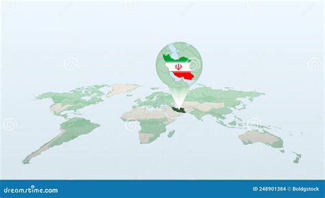 透视世界地图，显示伊朗的位置以及带有伊朗国旗的详细地图 向量例证 插画 包括有 标志 符号 248901384