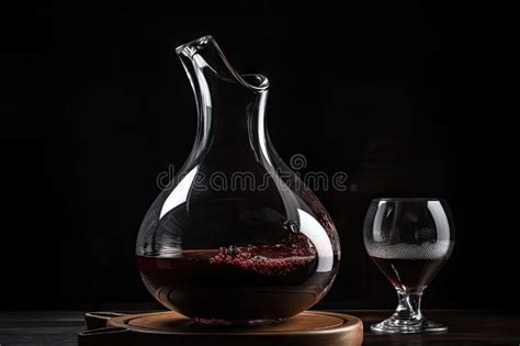 Decanter With Red Wine Ready To Be Poured Into Glass Stock