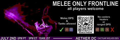 Frontline Melee Only Queue Sync Aether Today At 9et Rffxiv
