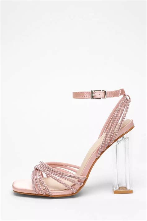 Pink Diamante Strap Heeled Sandals Quiz Clothing