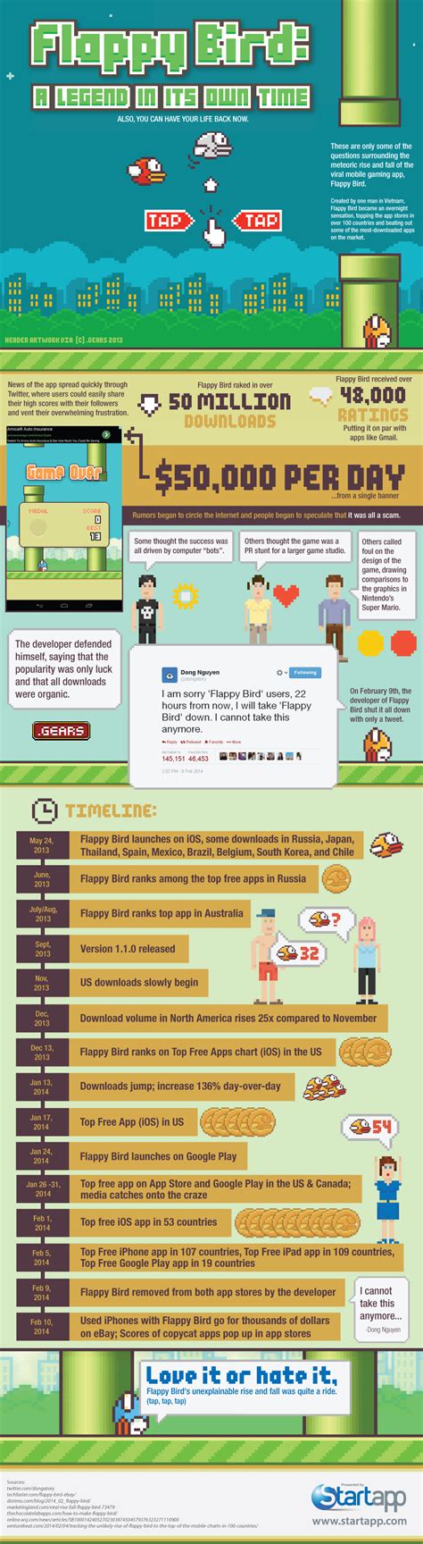 The Rise And Fall Of Flappy Bird Infographic TechFaster