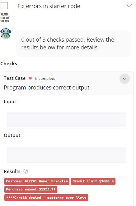 Solved Fix Errors In Starter Code 000 Out Of 1000 O Out Of