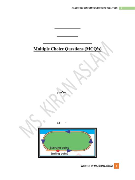 ch 2 kinematics exercise notes pdf