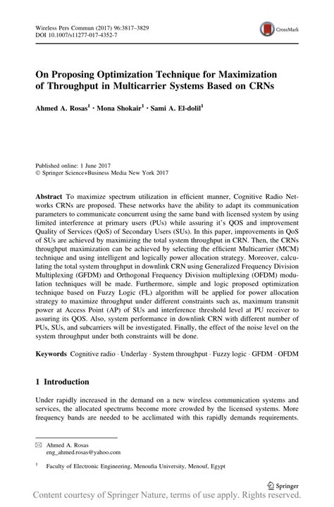 On Proposing Optimization Technique For Maximization Of Throughput In