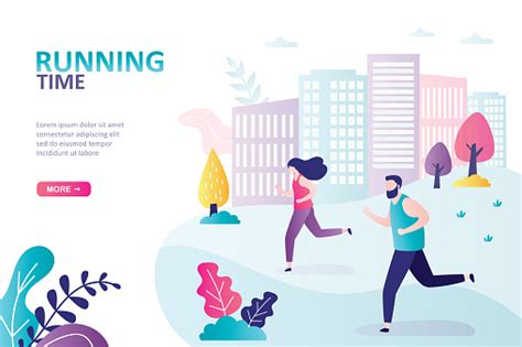 공원에서 달리는 남자와 여자 운동 선수 함께 스포츠를하는 커플을 사랑해요 건강한 라이프 스타일과 건강 관리의 Conñept 조깅 운동과 야외 활동 개념에 대한 스톡 벡터