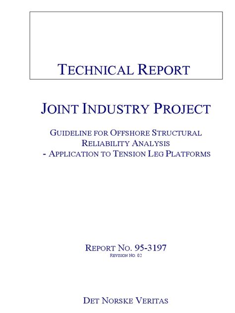 Guideline For Offshore Structural Reliability Analysis Aplication To Tension Leg Platforms Dnv