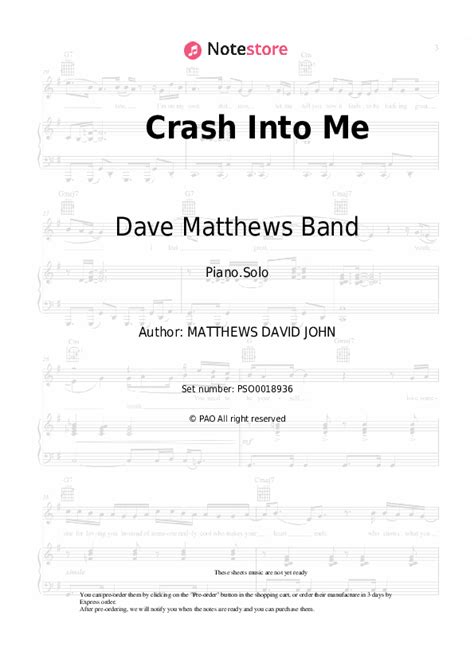Dave Matthews Band Crash Into Me Piano Sheet Music On Note