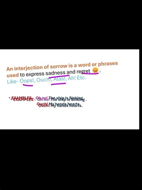Interjection Of Sorrow Types Of Interjection Englishgrammar Video