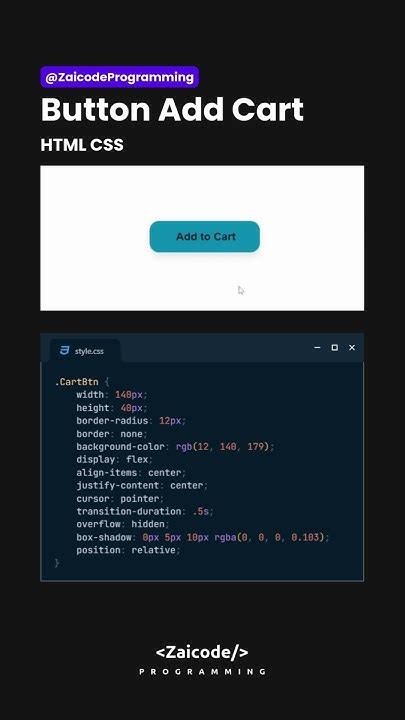 Add Cart Button Html Css Coding Zaicode Frontend Programming