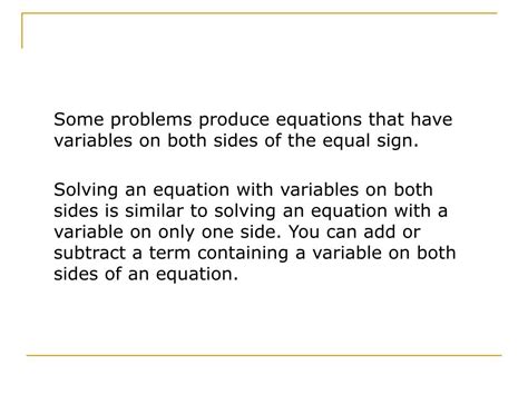 PPT Solving Equations With Variables On Both Sides PowerPoint Presentation ID 517293