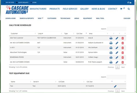 Instrument Calibrations Cascade Automation