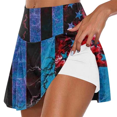 Wangxldd 4th Of July Womens Athletic Skort Tennis Skirt Activewear
