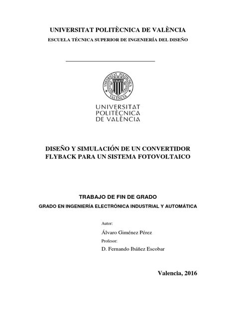 GimÉnez Diseño Y Simulación De Un Convertidor Flyback Para Un Sistema
