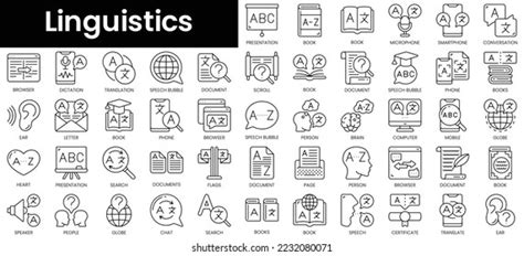 Set Outline Linguistics Icons Minimalist Thin Stock Vector Royalty Free 2232080071 Shutterstock