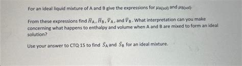 Solved 5 Give The Partial Molar Thermodynamic Parameter