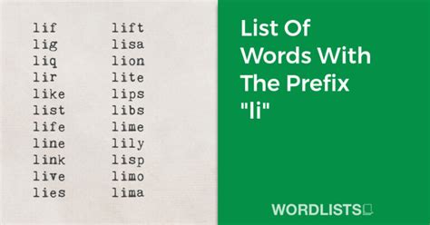 List Of Words With The Prefix Li