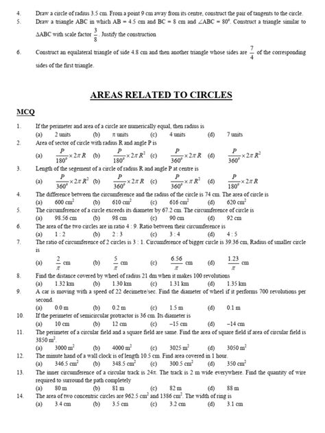 Circle Related Area Pdf Area Circle