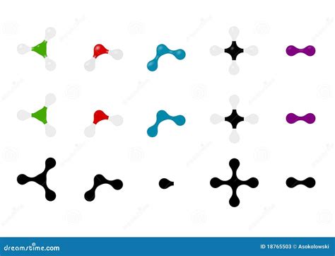 Set Of Simple Molecules Stock Vector Illustration Of Formula 18765503