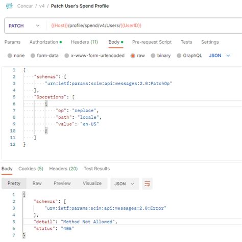api patch user s spend or travel profile sap concur community