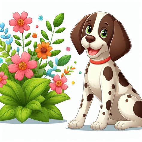 Premium Vector Cute Pointer Dog Cartoon Vector Style White Background